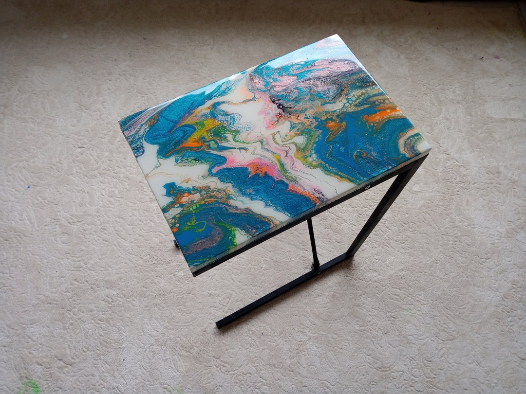 Resin Sofa Couch C Shape Table With Metal Legs,living Room Bedside ...