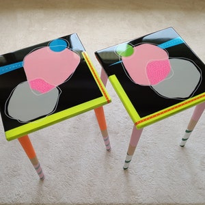 Abstract Colorful Funky Pop Art Side End Resin Coffee Tables,modern ...