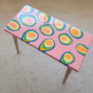 Unusual Pink Funky Colorful Side Narrow Resin Coffee Table, Maximalist ...