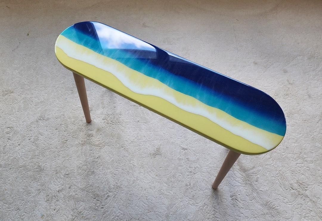Oval Resin Wood Living Room Patio Beach Theme Side Coffee Table ...