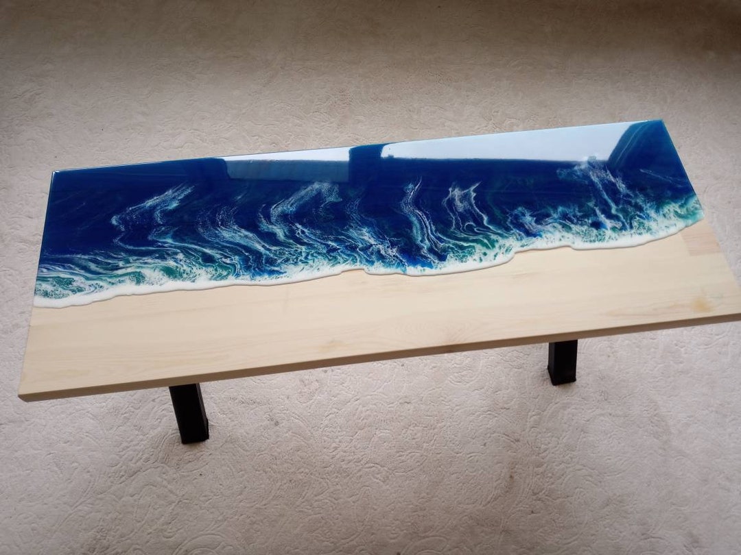 Epoxy Resin Ocean Wave Beach Sea Bench, Bedroom Bedside Living Room ...