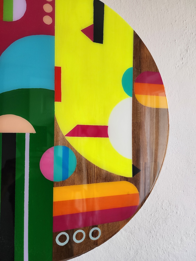 Funky Pop Art Resin Wood Wall Decor: Colorful Abstract Art - Etsy