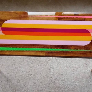 Vibrant Epoxy Resin Colorful Side End Table, Rainbow Funky Groovy Retro ...
