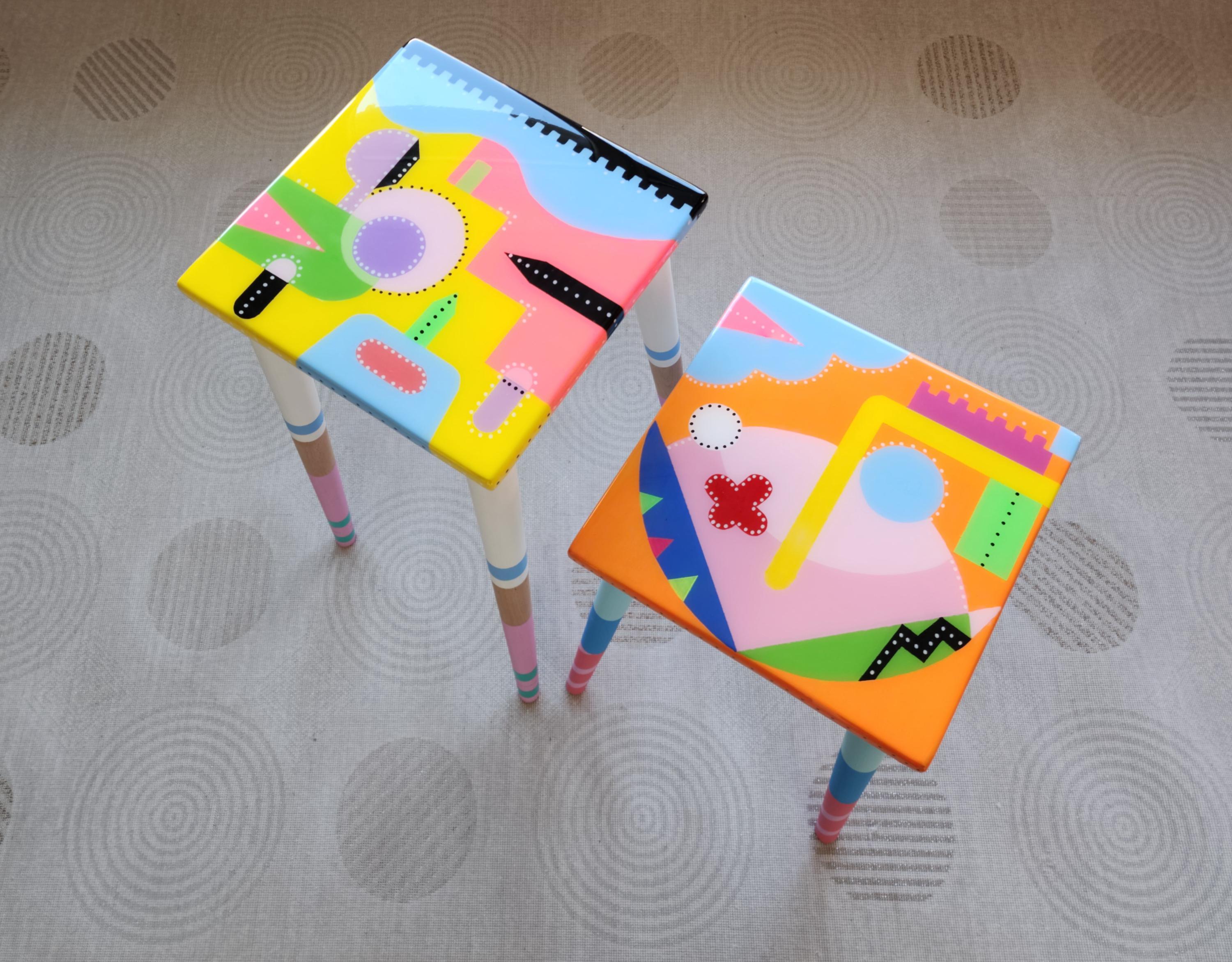 Hand Painted Resin Coffee Tables: Abstract Art, Quirky Modern Design ...