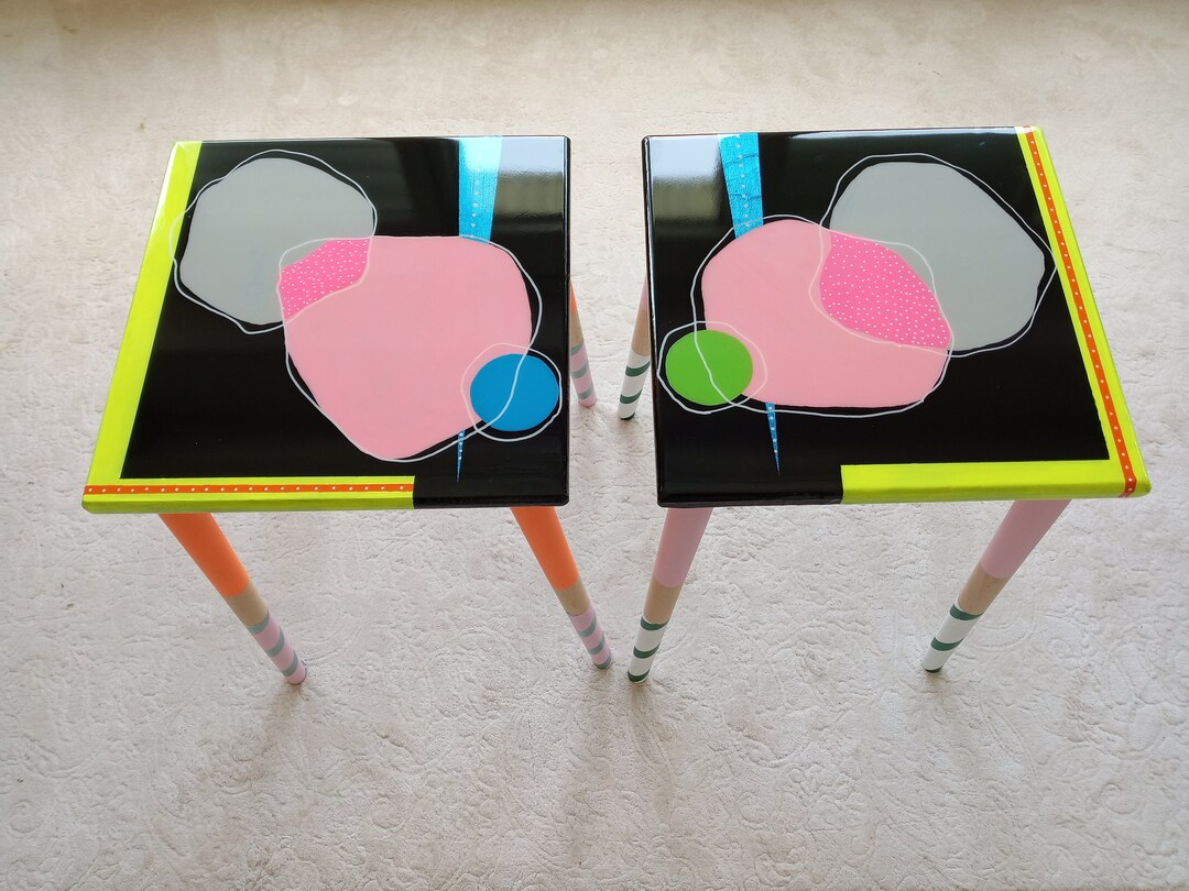 Abstract Colorful Funky Pop Art Side End Resin Coffee Tables,modern ...