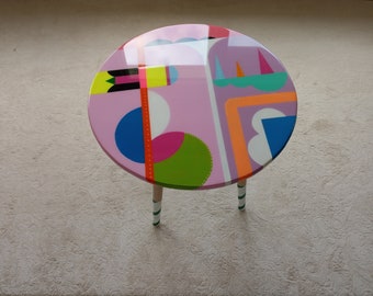 Vibrant Resin Colorful Flower Side End Coffee Tablerainbow - Etsy