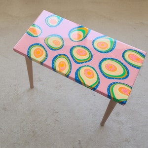 Unusual Pink Funky Colorful Side Narrow Resin Coffee Table, Maximalist ...