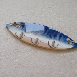 Resin Ocean Wave Coastal Charm Hanger, Epoxy Seashells Towel Rack ...