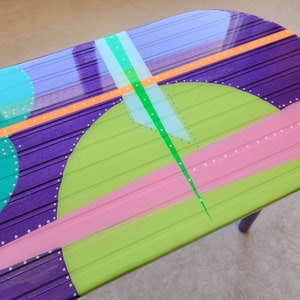 Unusual Oval Purple Funky Colorful Side Resin Coffee Table, Maximalist ...