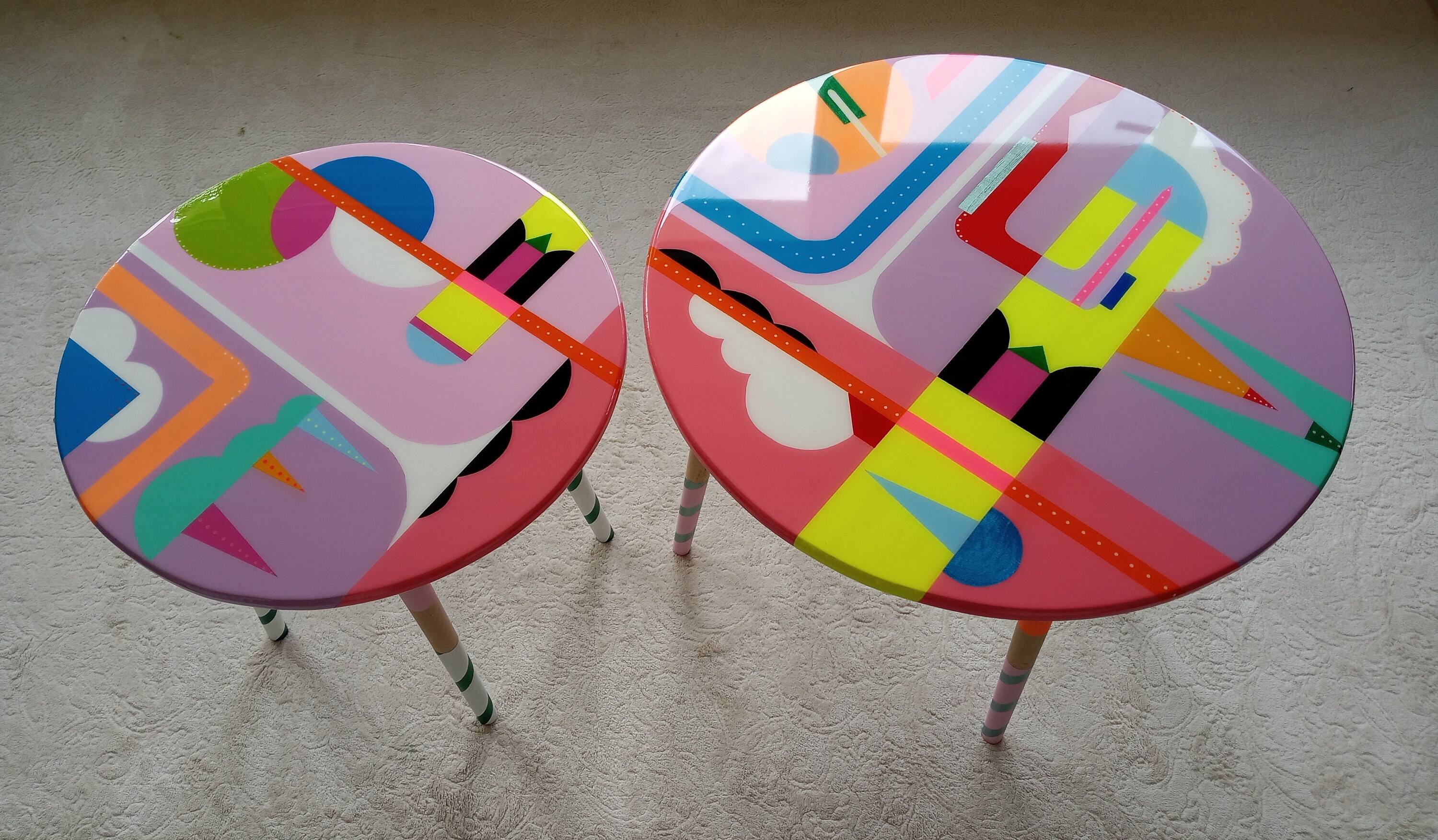 Handmade Pink Abstract Resin Coffee Table: Funky Colorful Side Table - Etsy