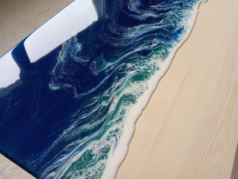 Handmade Epoxy Resin Ocean Wave Bench, Nautical Decor - Etsy