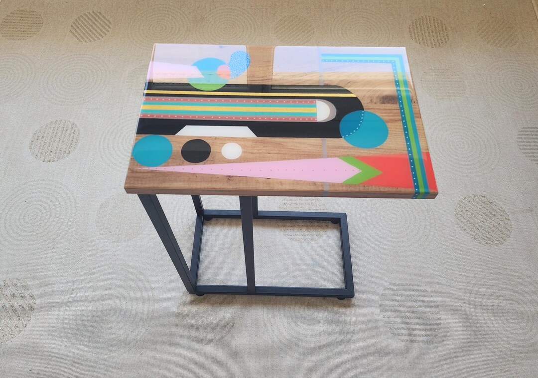 Retro Resin Couch Table, Colorful Neon Pop Art Side Table With Metal ...