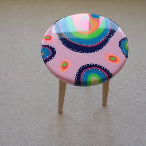 Vibrant Funky Groovy Epoxy Resin Side End Tables,colorful Rainbow Retro ...