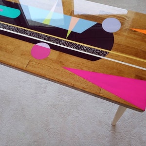 Colorful Mid Century Modern Resin Side Coffee Table, Abstract Vintage ...