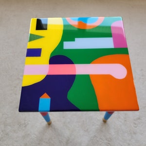 Handmade Resin Coffee Table, Square Colorful Abstract Boho End Table - Etsy