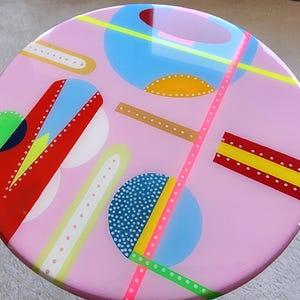 Pink Resin Coffee Table: Funky Geometric Accent Table With Painted Legs ...