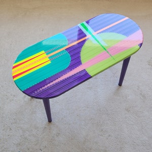 Unusual Oval Purple Funky Colorful Side Resin Coffee Table, Maximalist ...
