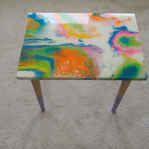 Colorful Handmade Groovy Resin Neon Side Coffee Table, Unique Wooden ...