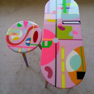 Unusual Pink Funky Colorful Side Nesting Resin Coffee Tables ...