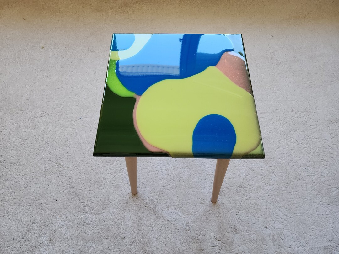 Unusual Modern Pop Art Design Vibrant Resin Side Coffee Table, Eclectic ...