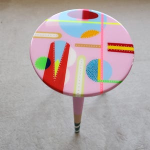 Pink Resin Coffee Table: Funky Geometric Accent Table With Painted Legs ...