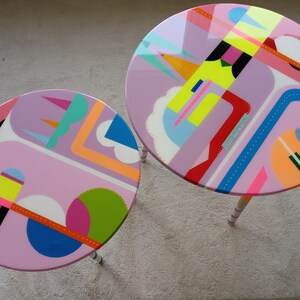 Handmade Pink Abstract Resin Coffee Table: Funky Colorful Side Table - Etsy