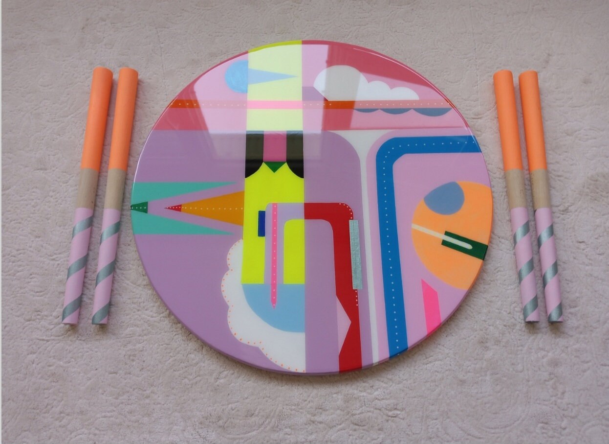 Handmade Pink Abstract Resin Coffee Table: Funky Colorful Side Table - Etsy