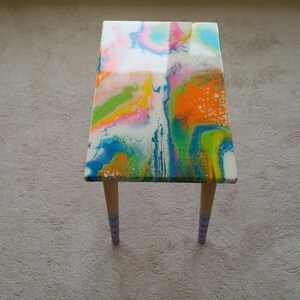 Colorful Handmade Groovy Resin Neon Side Coffee Table, Unique Wooden ...