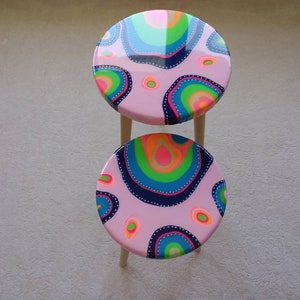 Vibrant Funky Groovy Epoxy Resin Side End Tables,colorful Rainbow Retro ...
