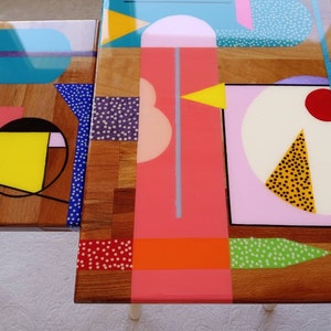 Colorful Funky Resin Side End Tables Unique Pink Blue - Etsy