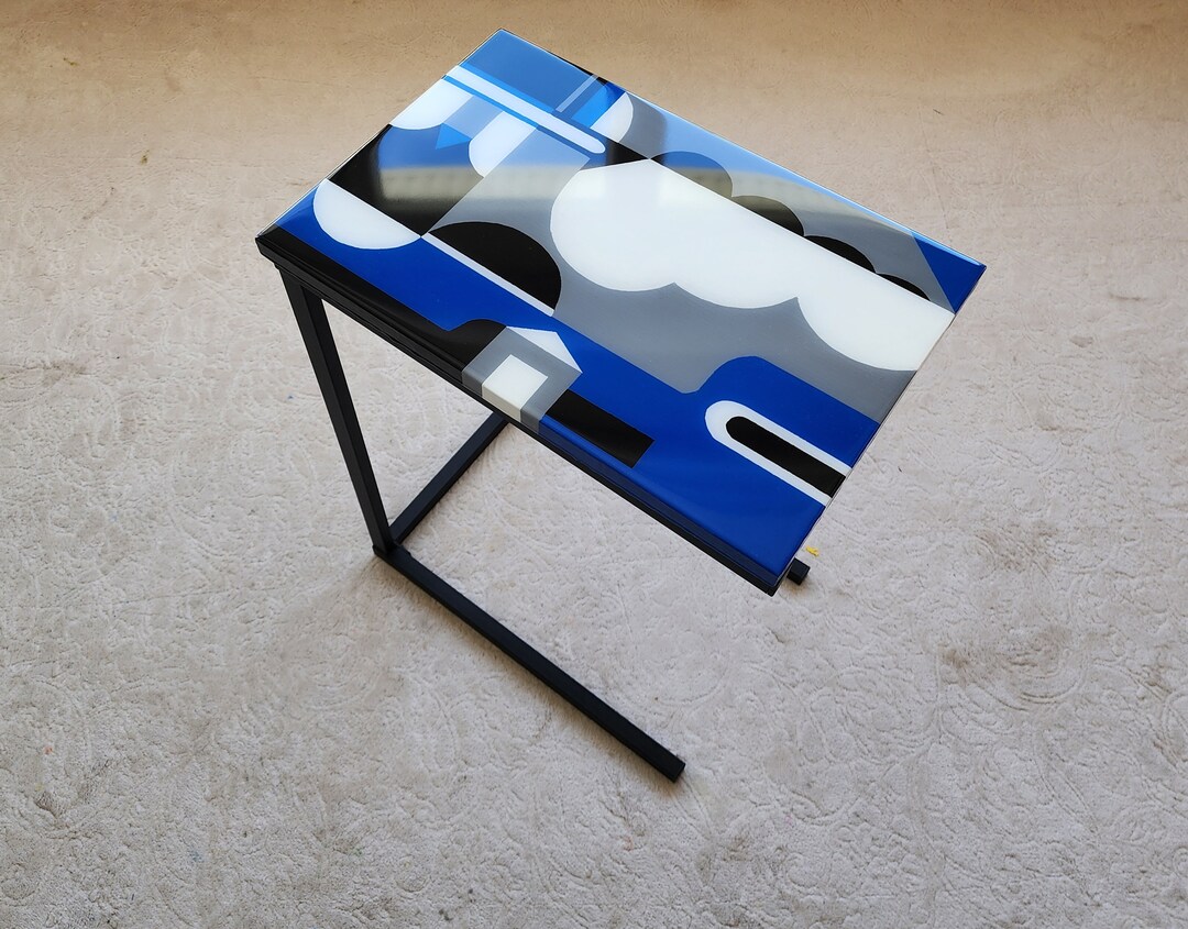 Wooden C Shape Colorful Side End Resin Coffee Table With Metal Legs ...