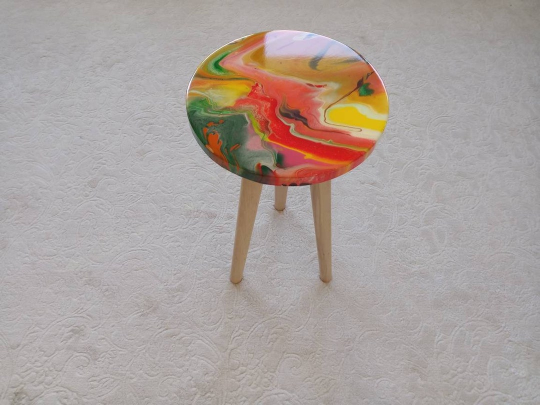 Orange Resin Coffee Table Plant Stand, Plant Lover Gift Bedside Green ...