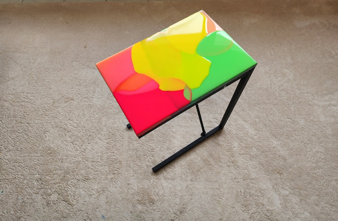 Colorful Neon Painted C Shape Resin Couch Coffee Table With - Etsy