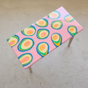 Unusual Pink Funky Colorful Side Narrow Resin Coffee Table, Maximalist ...