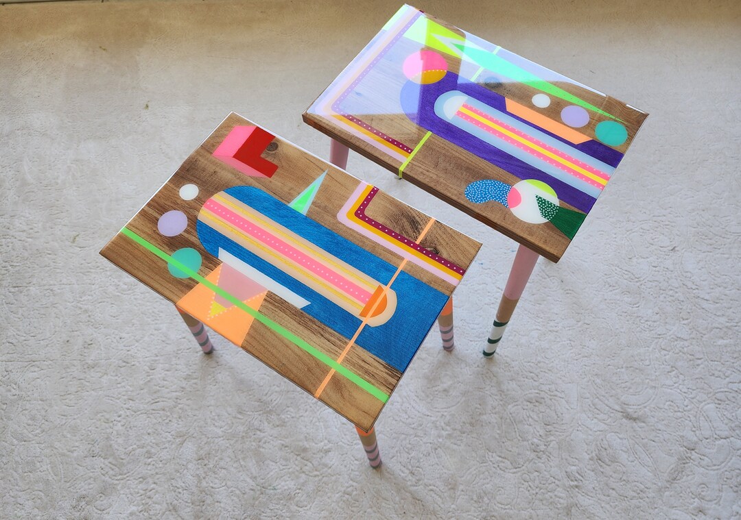 Colorful Epoxy Resin Side Table, Modern Home Decor - Etsy