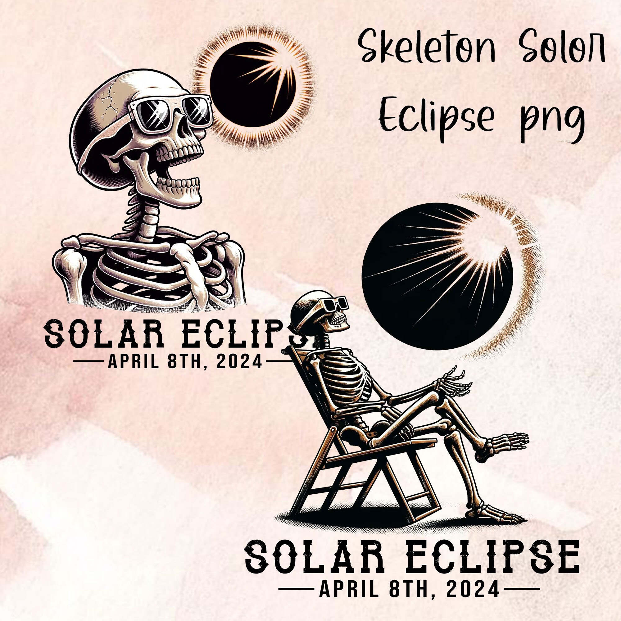 Designs Funny Skeleton Solar Eclipse Png, April 8th, 2024 Png, America Totality Eclipse, Solar ...