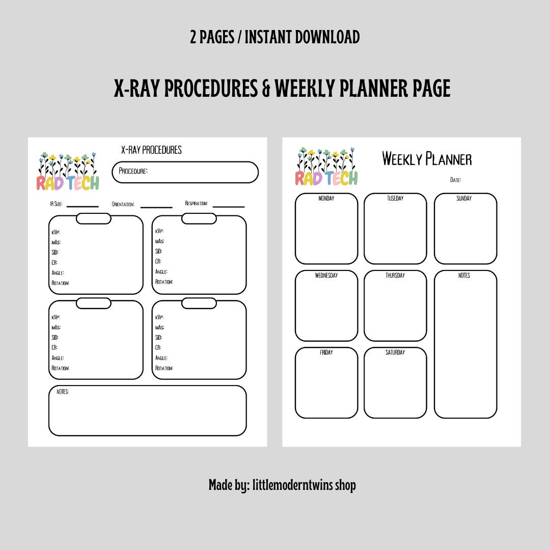 Bundle Rad Tech Student X-ray Procedure Printable Radiology - Etsy