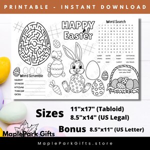 Easter Printable Placemat Coloring Activity Sheet | Easter Party ...