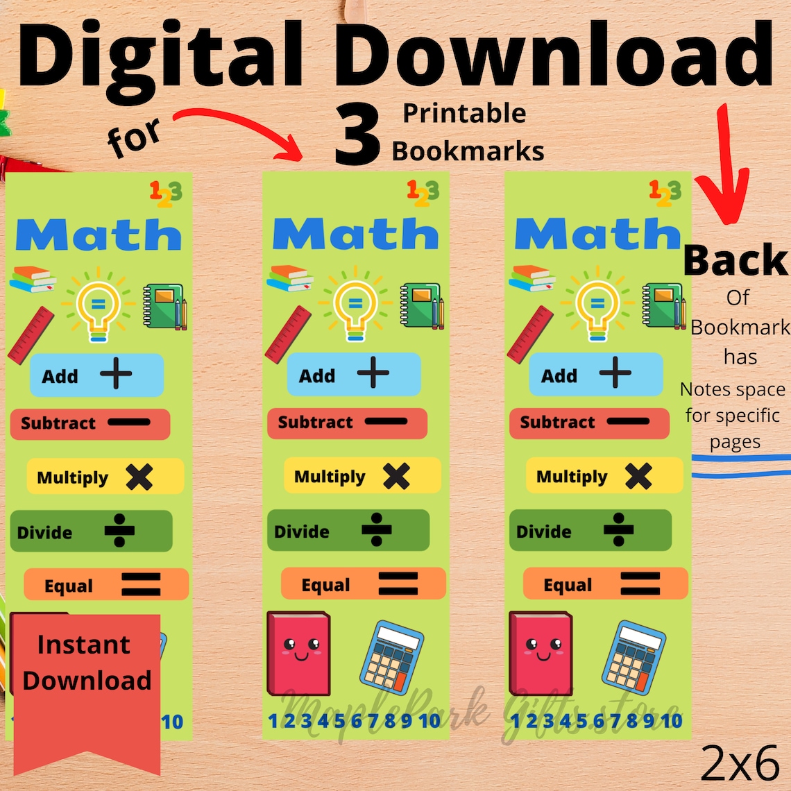 Math Class Back to School Bookmark | 3 Math Subject Printable Bookmark ...