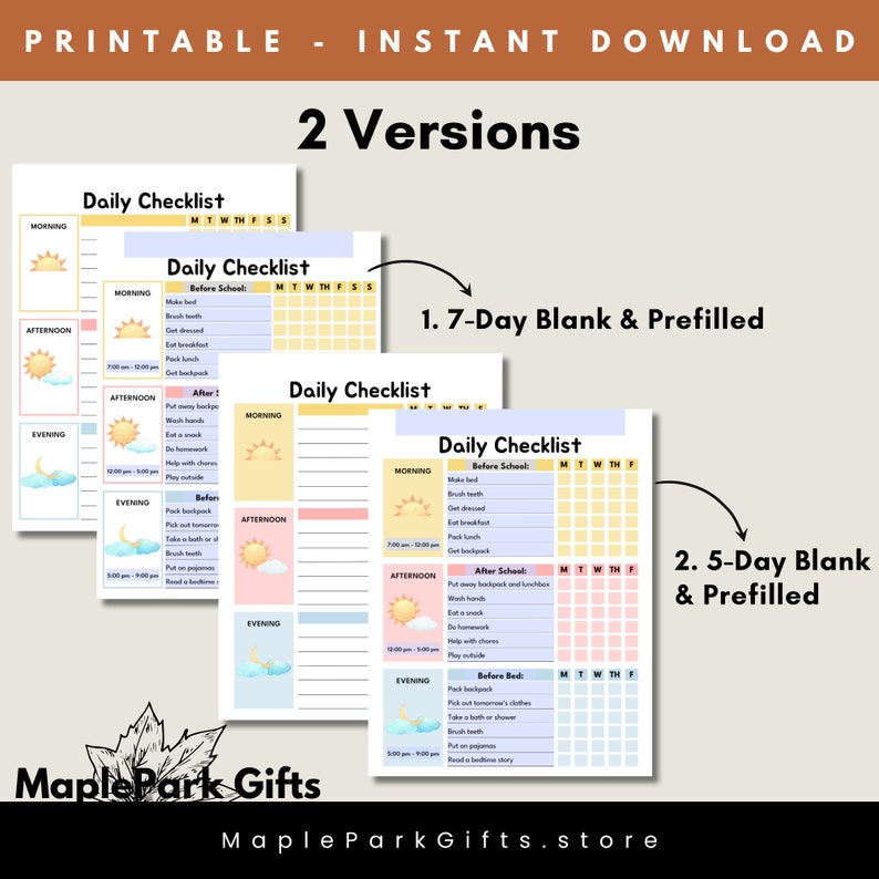 My Chores Checklist Printable Daily Routine Chart for Kids | Editable ...