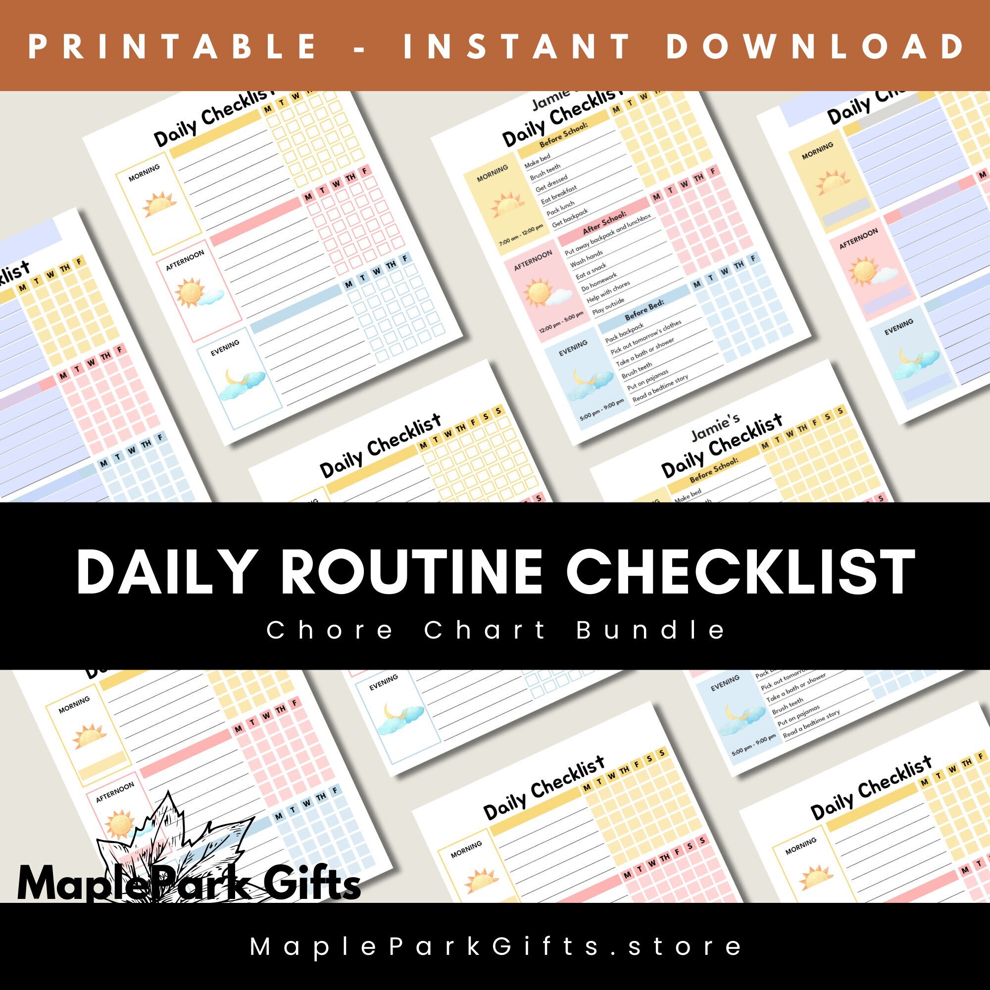 My Chores Checklist Printable Daily Routine Chart for Kids | Editable ...