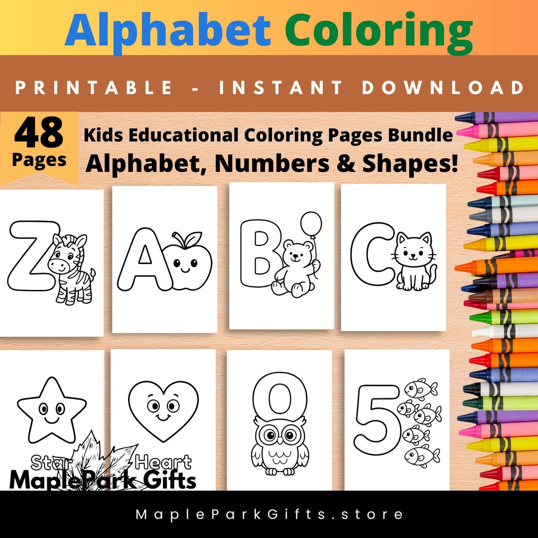 Preschool Alphabet Numbers Shapes Coloring Pages | Kids Educational ...