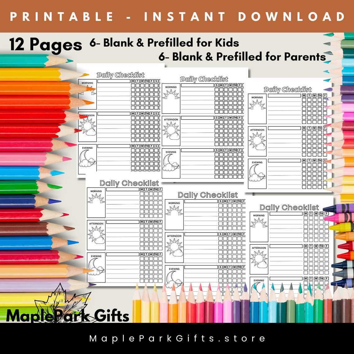 My Chores Coloring Page Checklist Printable Daily Routine Chart for ...