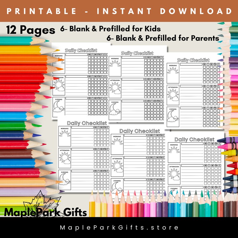 My Chores Coloring Page Checklist Printable Daily Routine Chart for ...