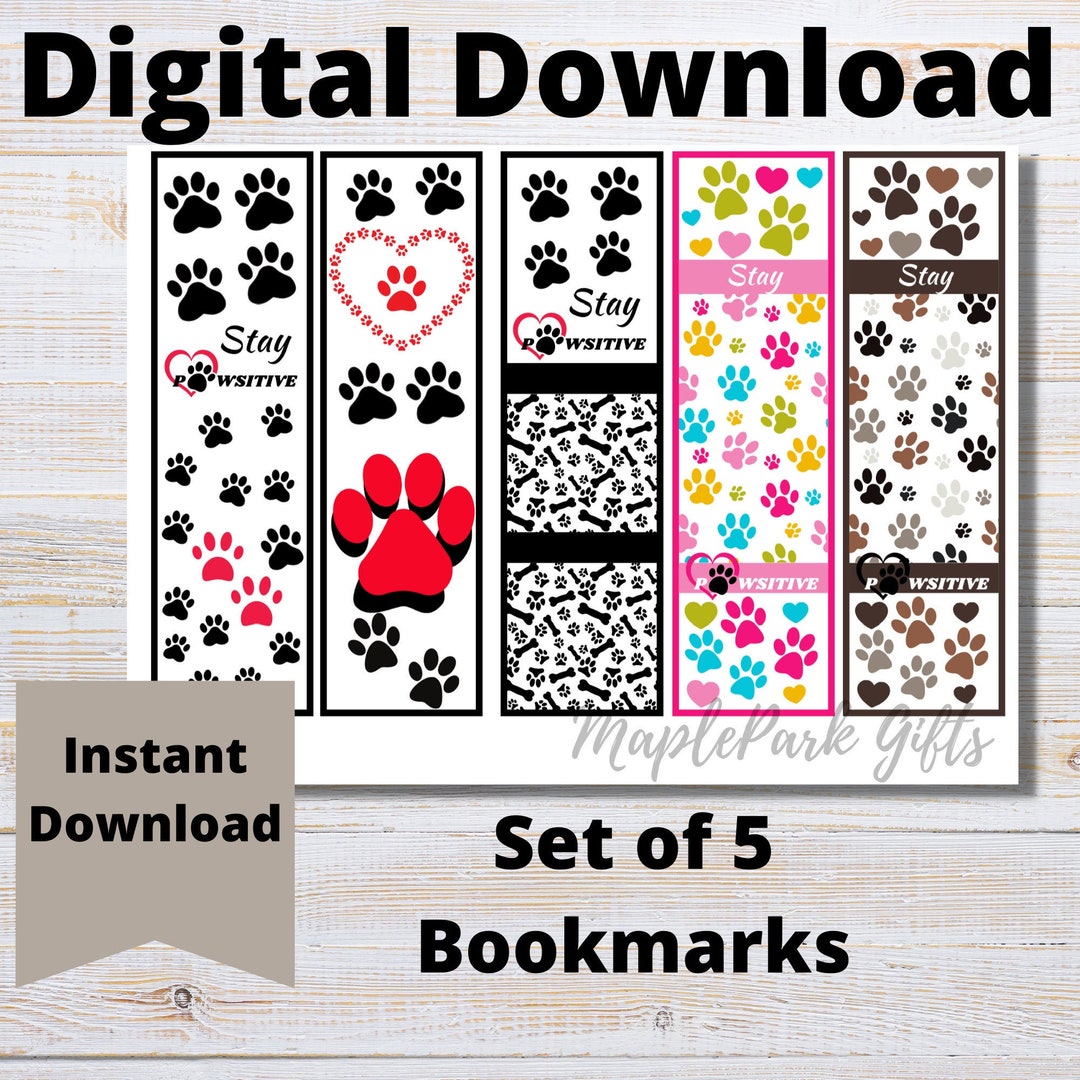 Stay Pawsitive Positive Affirmation Printable Dog Bookmarks | 5 Pet ...