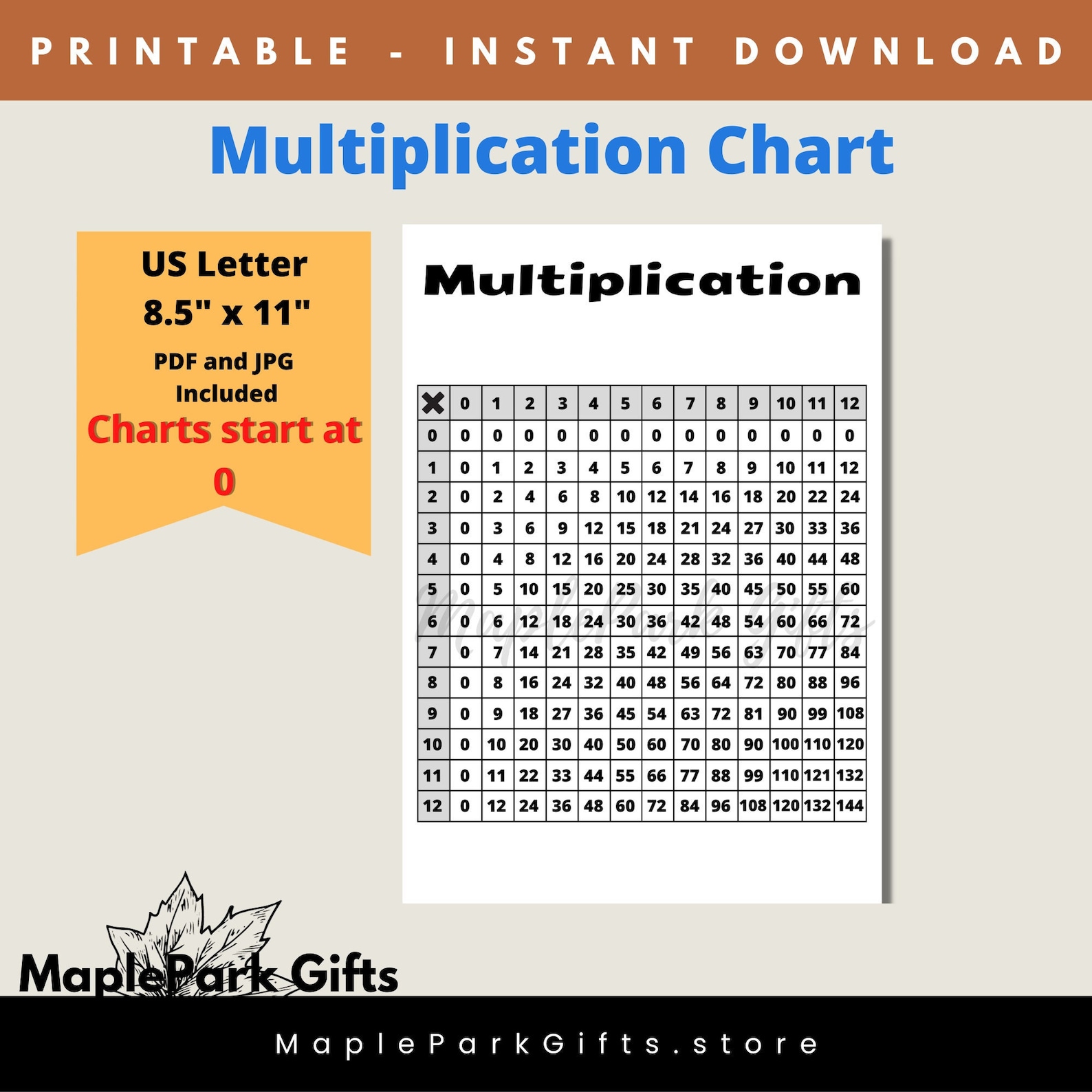 Printable Multiplication Chart | Times Table | Multiply Homeschool ...