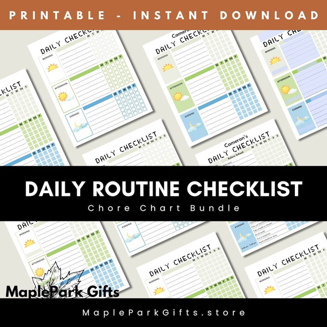 My Chores Checklist Printable Daily Routine Chart for Kids | Editable ...