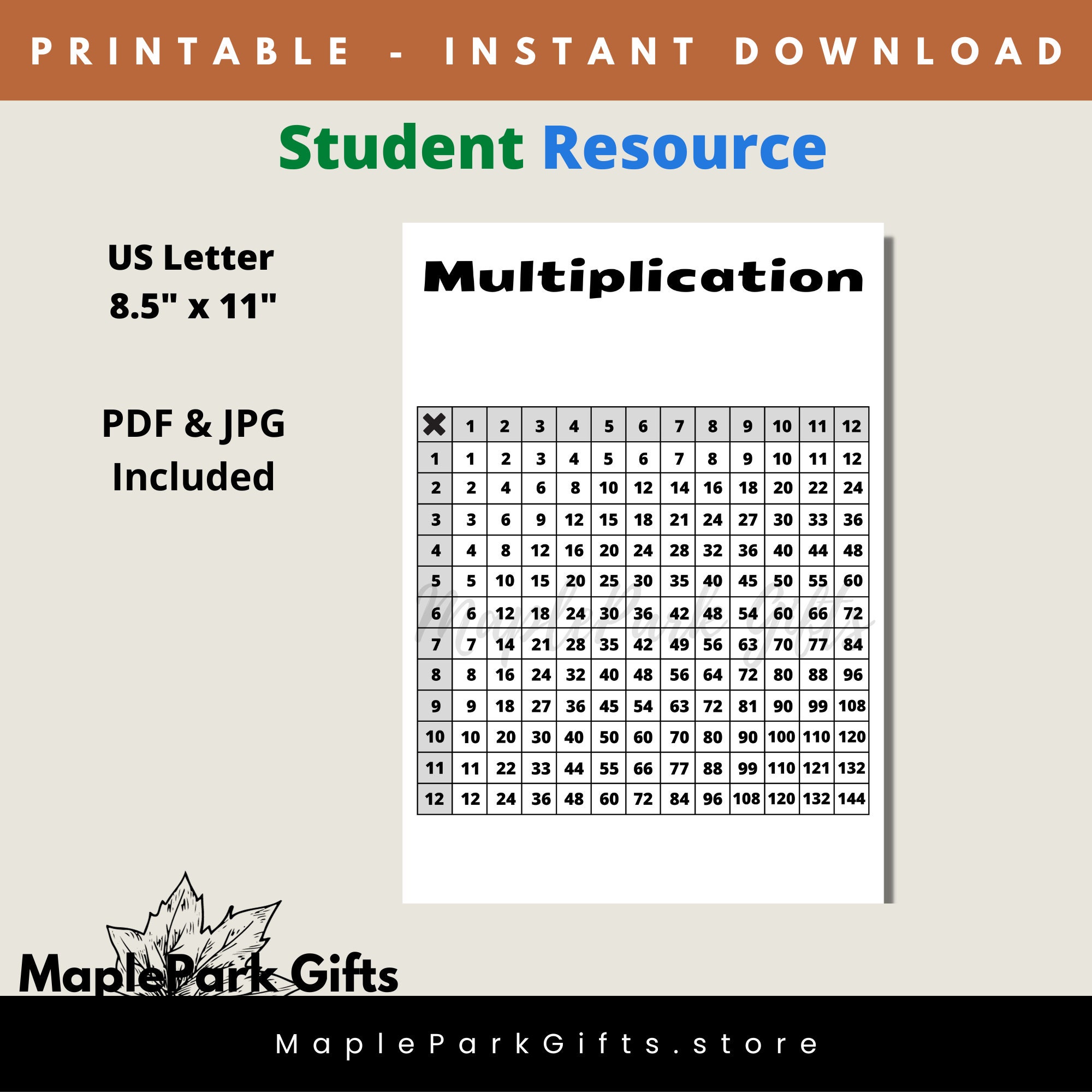 Printable Multiplication Chart | Times Table | Multiply Homeschool ...