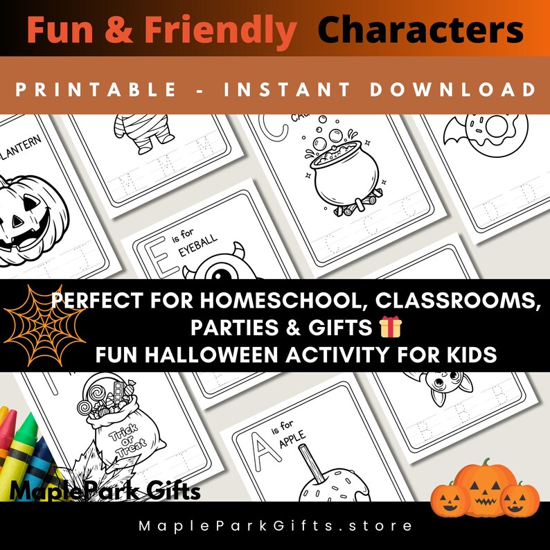 Halloween ABC Coloring Pages | Cute Spooky Alphabet | Handwriting ...
