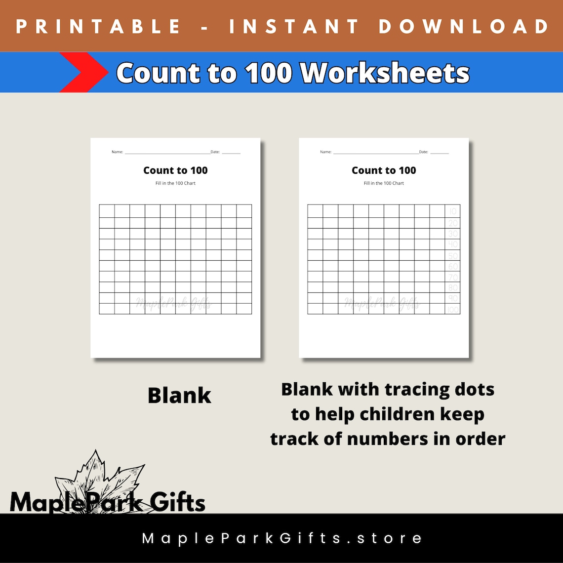 Hundreds Chart | Printable 1-100 Chart | Homeschool Printable| Large ...